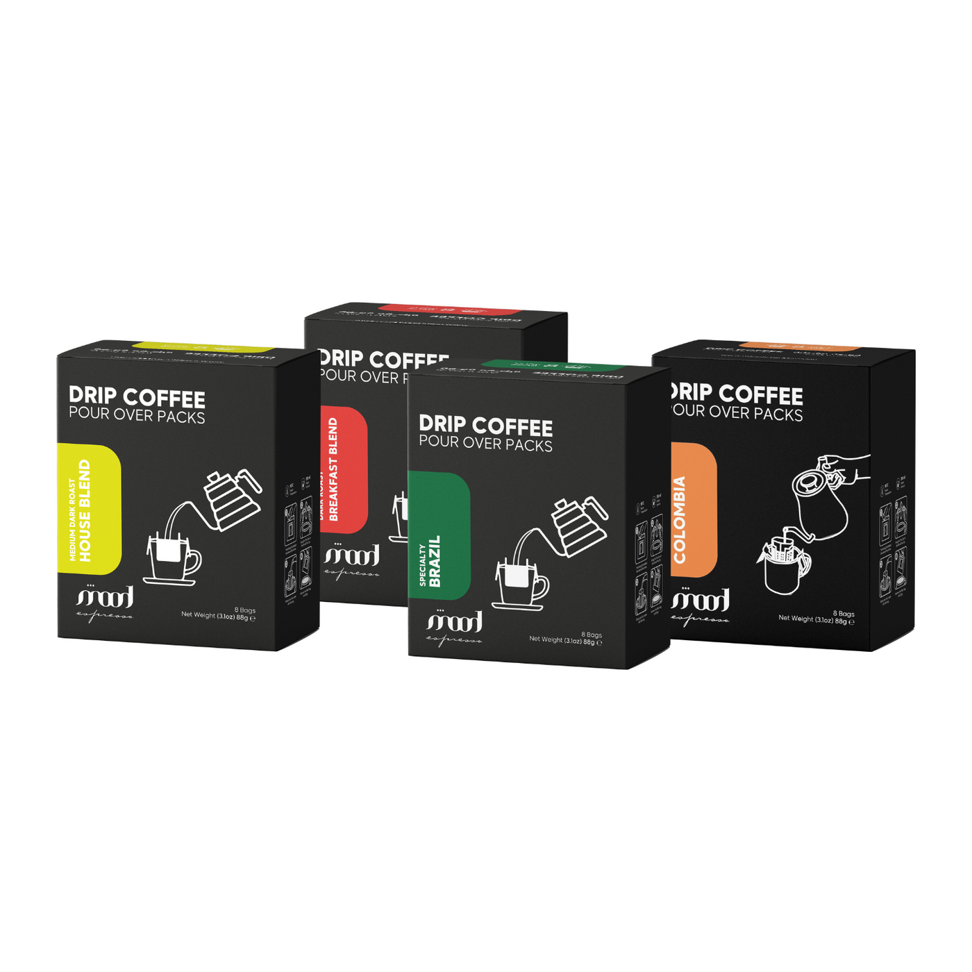 Mood Espresso Drip Coffee Explorer Set - 4 Blends (32 Sachets Total ...