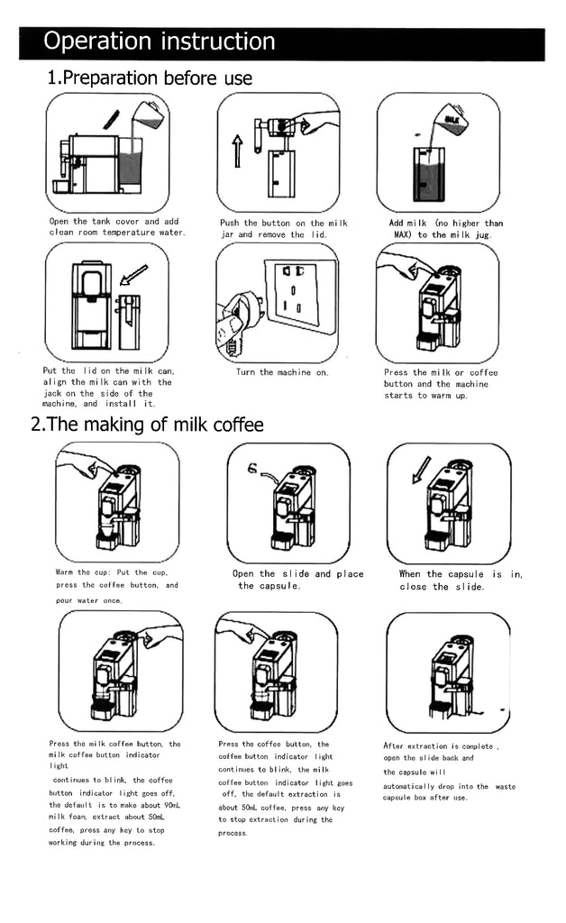 Mood Espresso coffee machine with milk frother|Free 30 coffee capsules ...